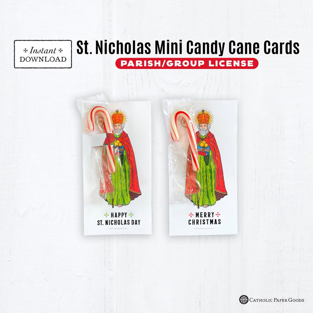 Parish License, St. Nicholas Printable Miniature Candy Cane Treat Cards ...