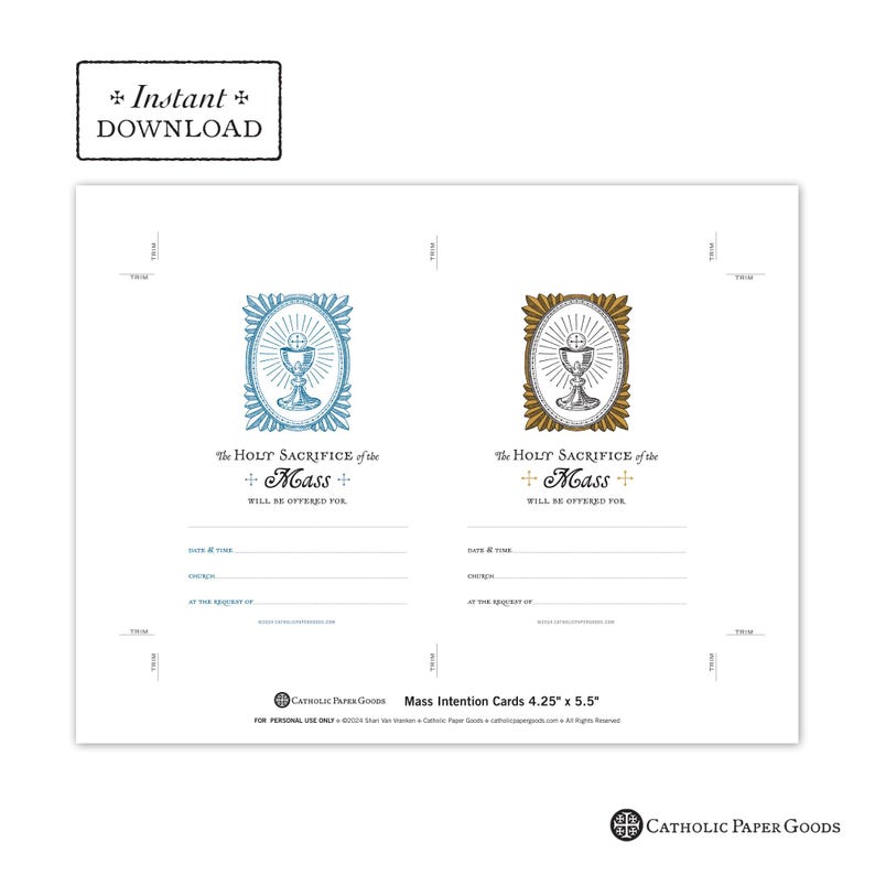 Catholic Mass Intention Cards: Printable A2 Cards (instant Download) - Etsy