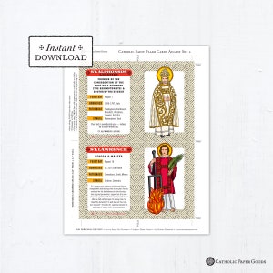Catholic Saint Flash Cards August Set #2 - Printable - PLUS Bonus ...