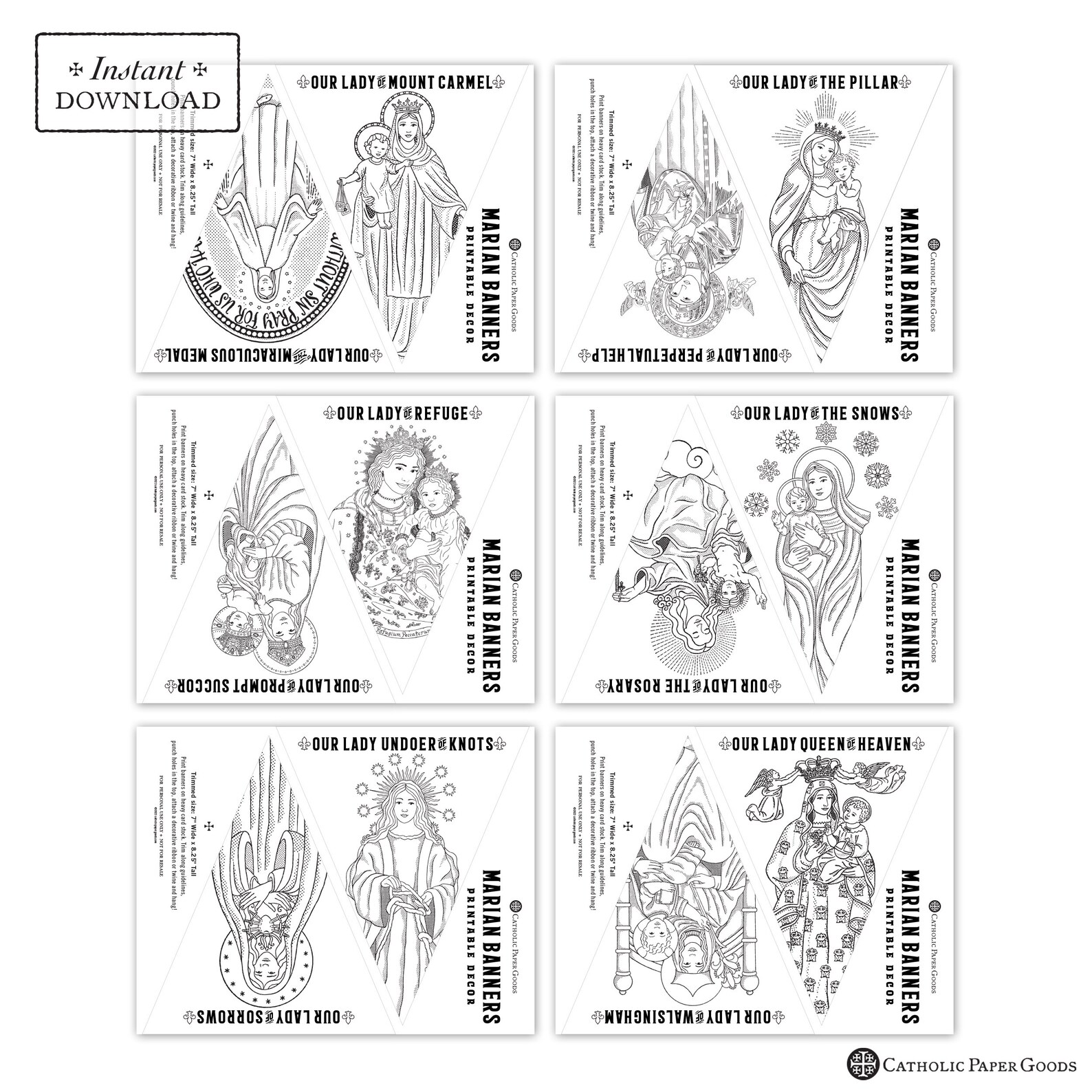 Marian Banners Coloring Page Banners Printable Banners - Etsy