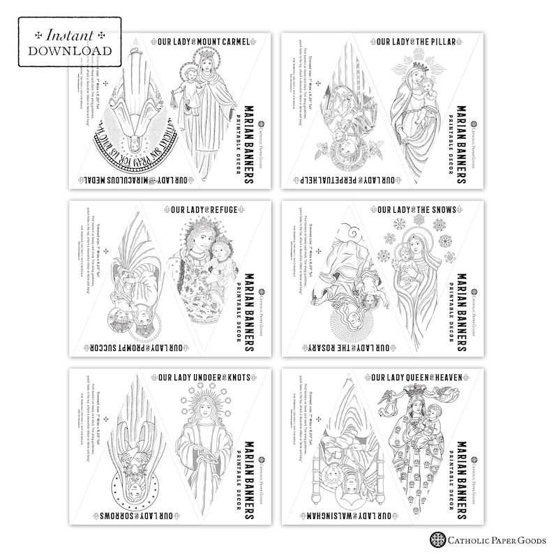 Marian Banners Coloring Page Banners Printable Banners - Etsy