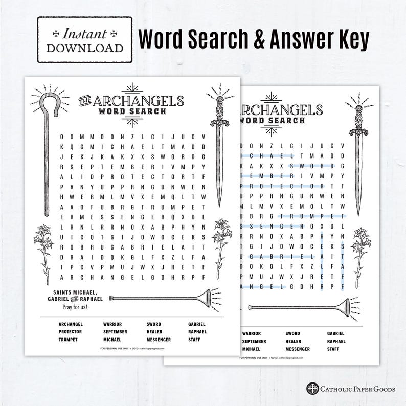 Archangels Activity Bundle: Coloring Pages, Maze, Puzzles (printable ...