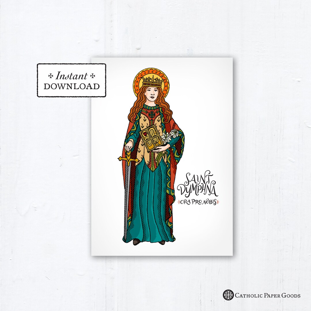 Saint Dymphna Card - Art Print - Instant Download - DIY Downloadable ...