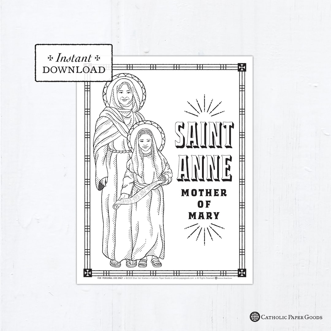 Saint Anne With Mary, Catholic Coloring Page St Anne, Mother of Mary ...