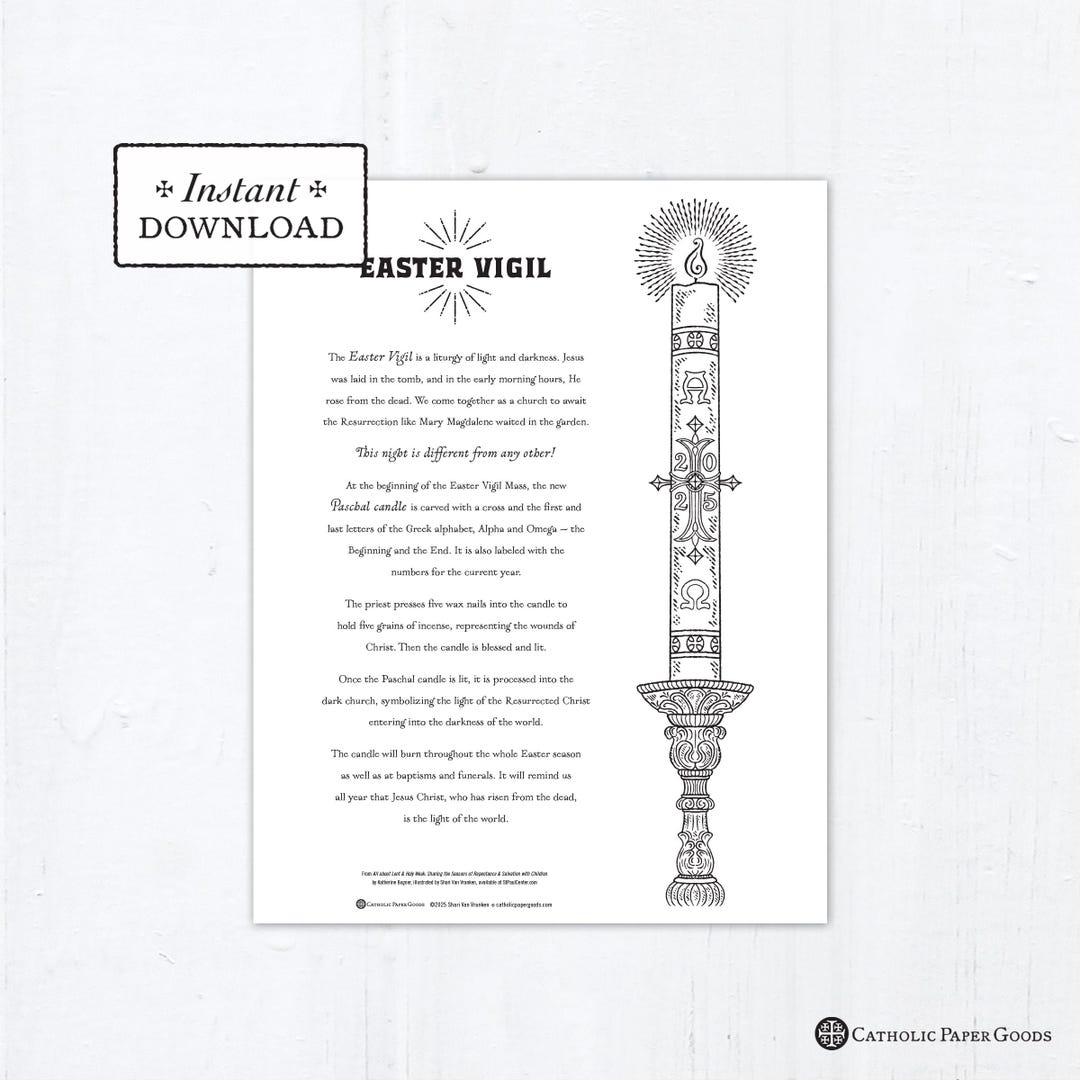 Easter Vigil Coloring Page: Paschal Candle, Jesus is Risen (printable ...