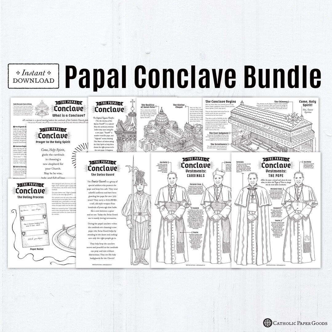 Papal Conclave Bundle, 10 Catholic Coloring Pages, History of Papal ...