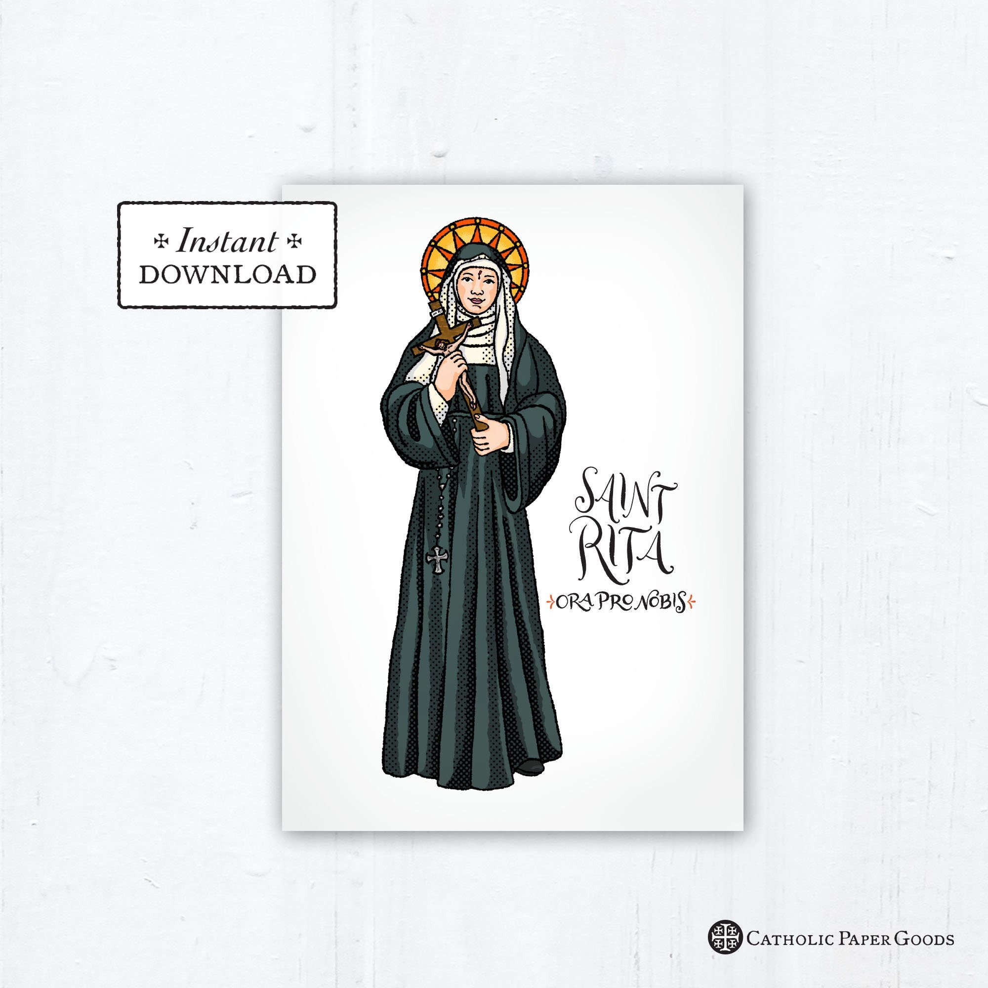 Saint Rita of Cascia Card - Art Print - Instant Download - DIY ...