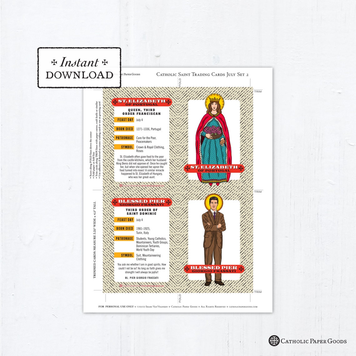 Catholic Saint Trading Cards July Set 2 Printable PLUS - Etsy