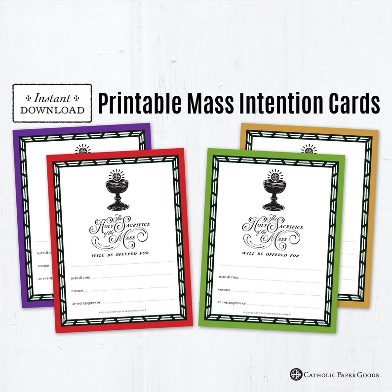 Catholic Mass Intention Cards: Printable A2 Cards (instant Download) - Etsy