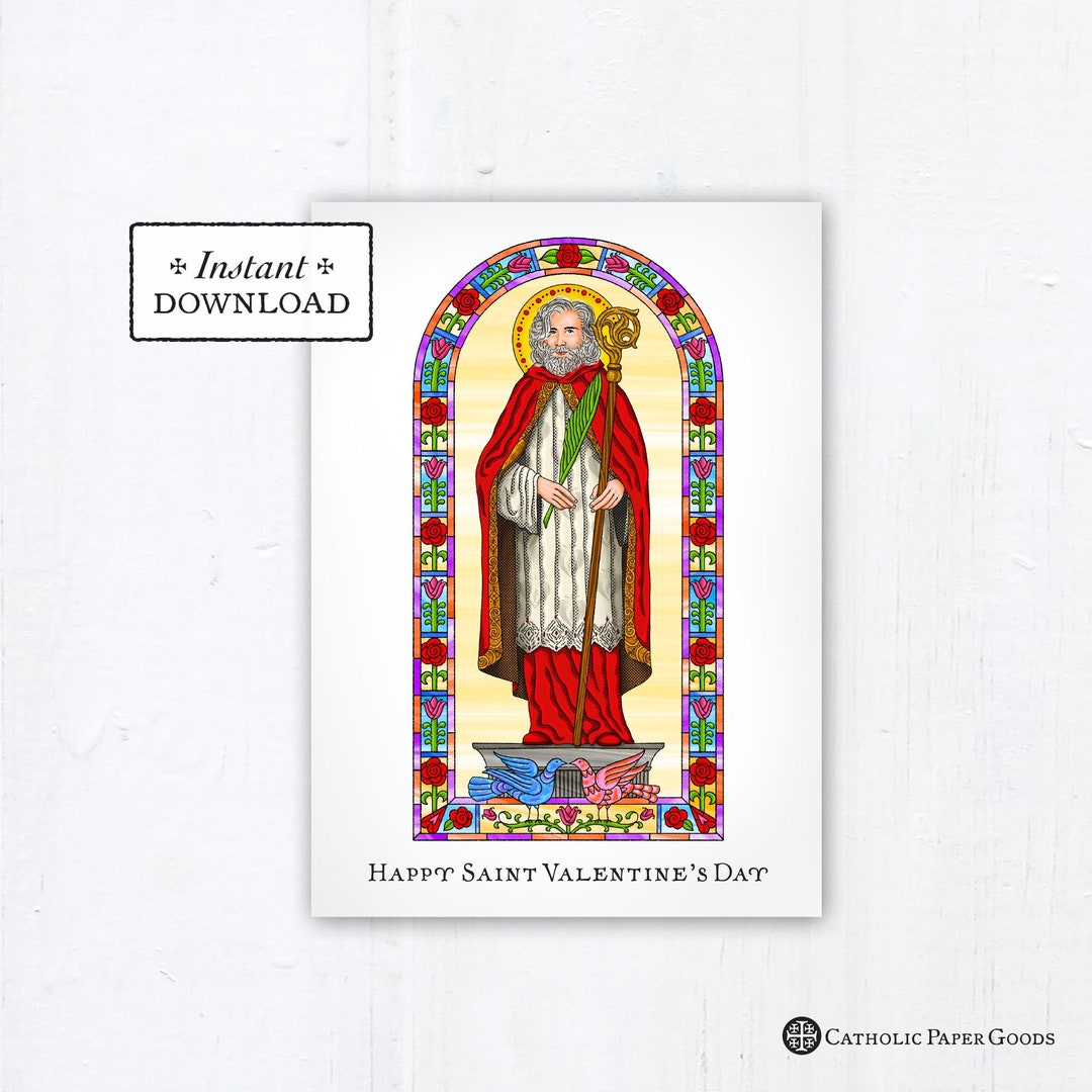 St. Valentine's Day Card, Instant Download, DIY Downloadable PDF 5"x7 ...