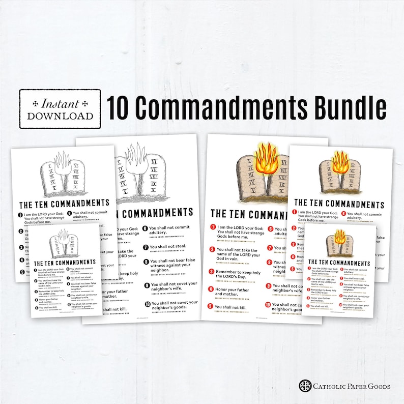 Ten Commandments Printable Bundle: Catholic Classroom Decor (PDF) - Etsy