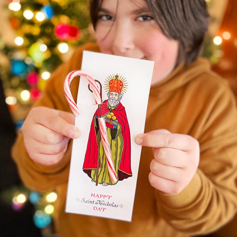 St. Nicholas Printable Candy Cane Treat Cards Instant | Etsy