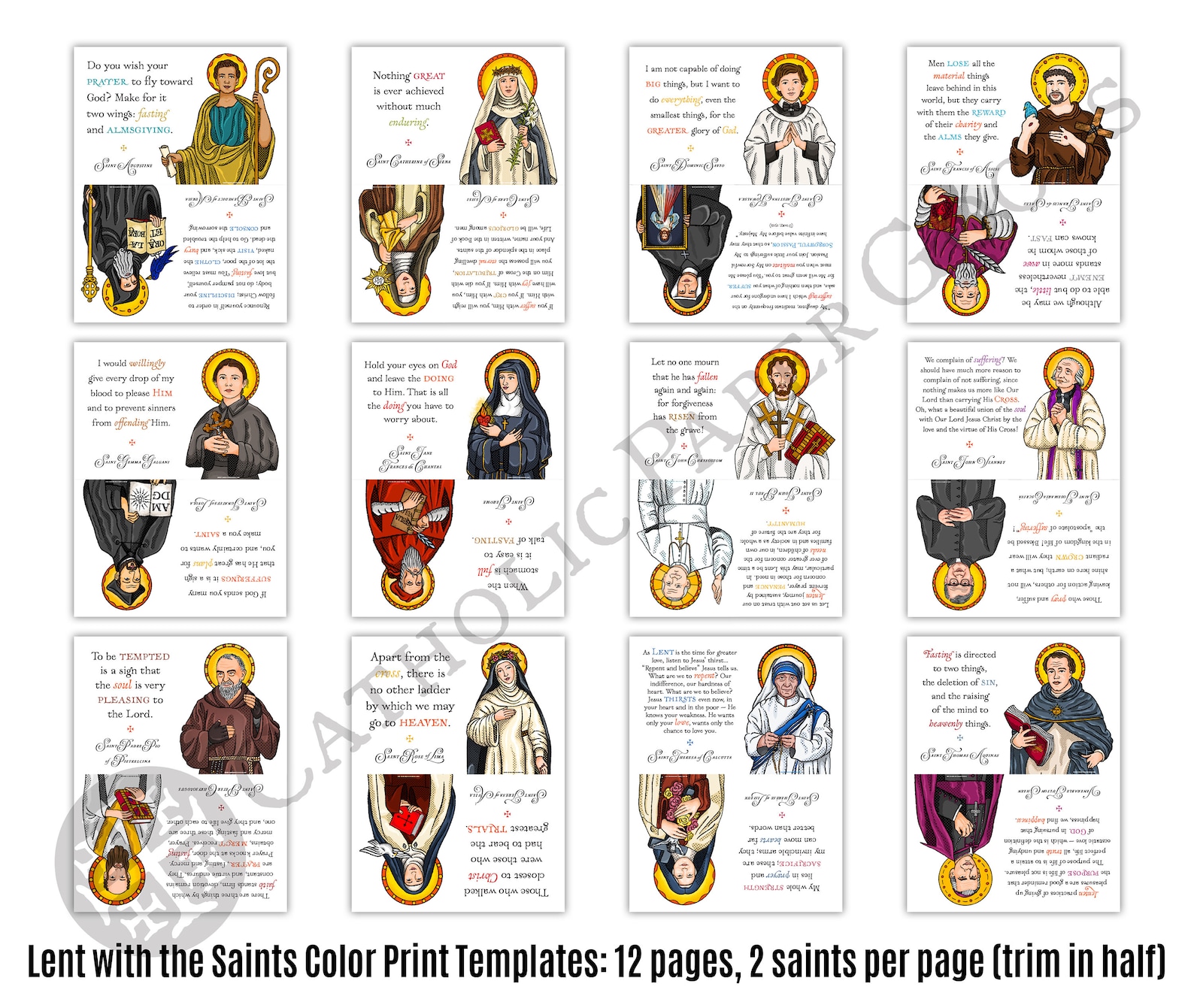 Lent With the Saints 24 Printable Catholic Saint Art Prints - Etsy