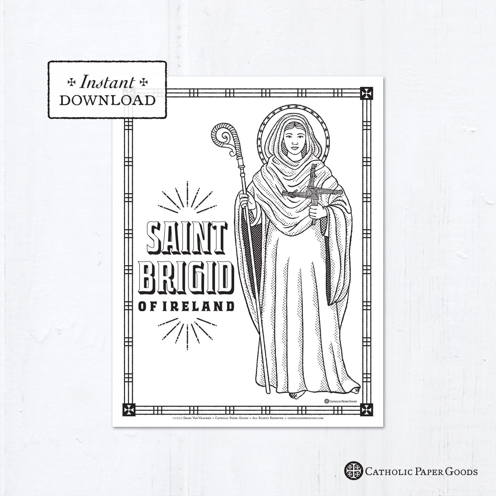 Catholic Coloring Page Saint Brigid of Ireland Catholic | Etsy