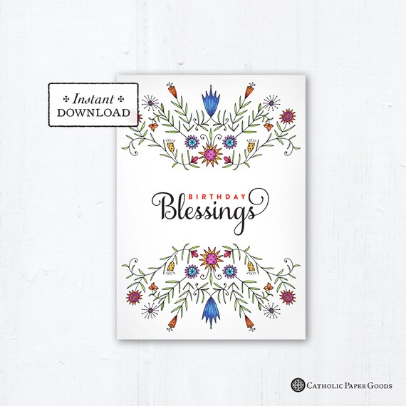 Birthday Blessings Catholic Birthday Card Instant Download | Etsy