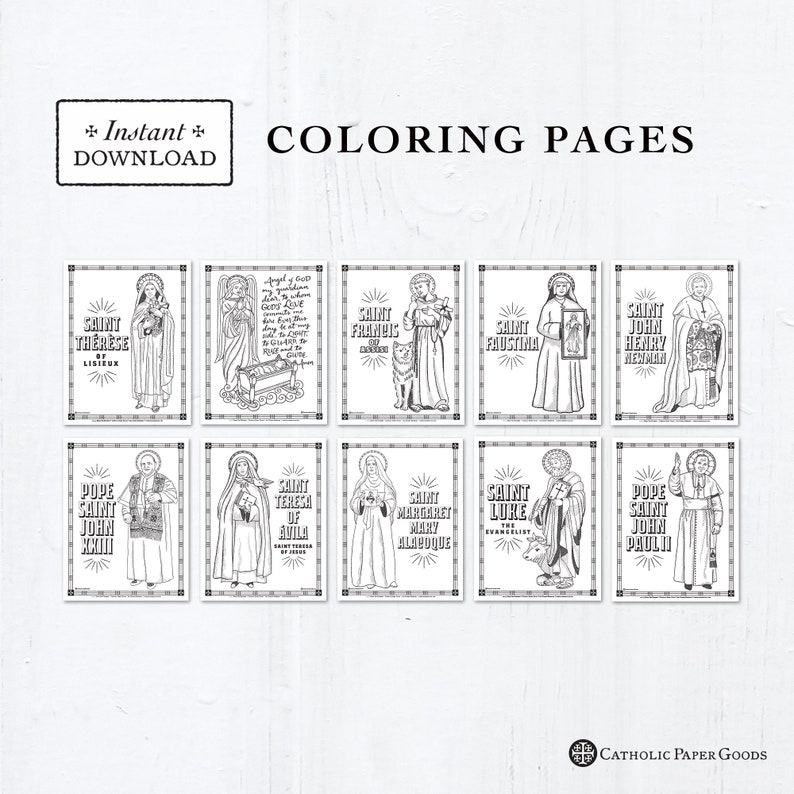 Catholic Saint Trading Cards: October Set #1 + Coloring Pages ...