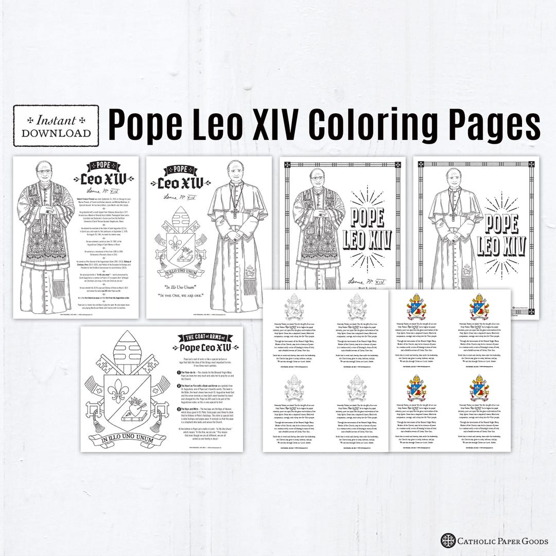 Buy Pope Leo XIV Coloring Pages & Prayer Cards in Color and BW ...
