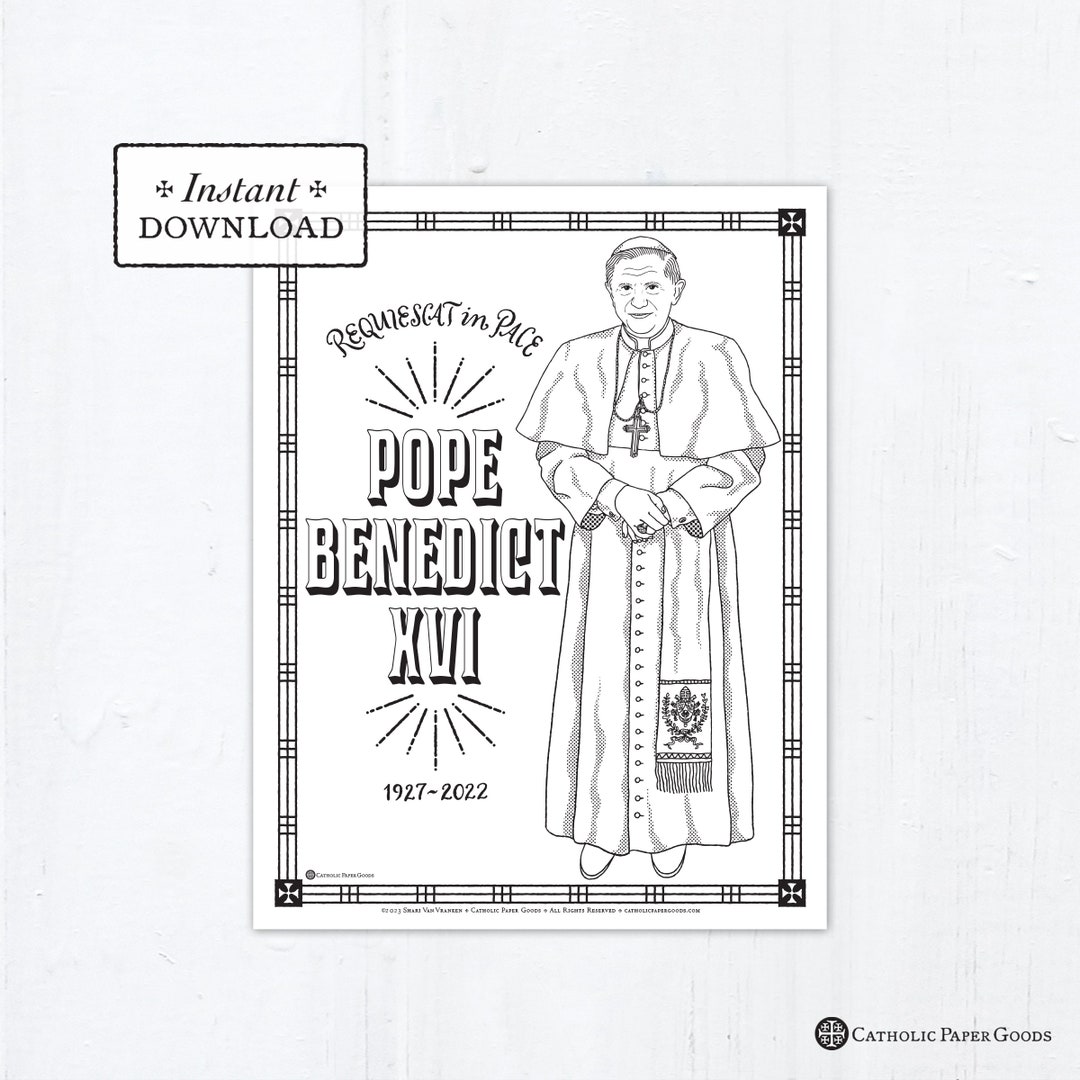 Pope Benedict XVI Coloring Page: Catholic Art (PDF Digital Download) - Etsy