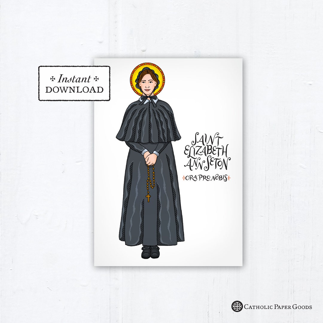 Saint Elizabeth Ann Seton Card, Art Print, Instant Download ...