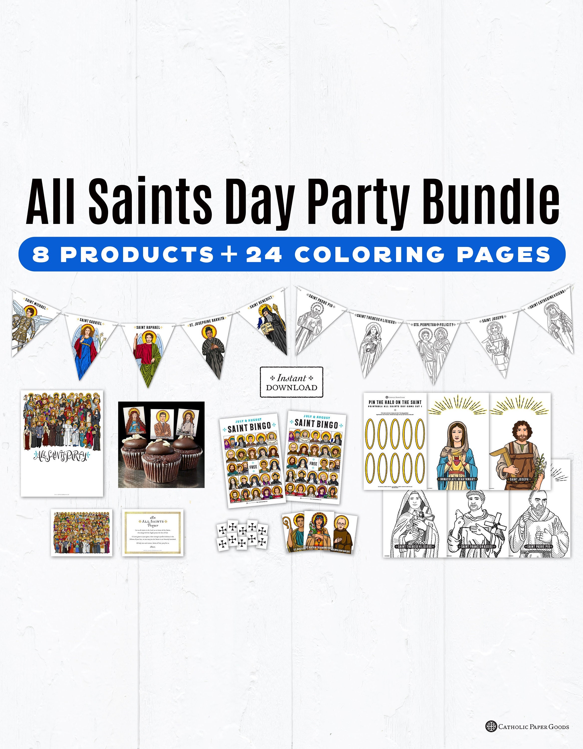 All Saints Day Party Printable Bundle Invitation Prayer Cards