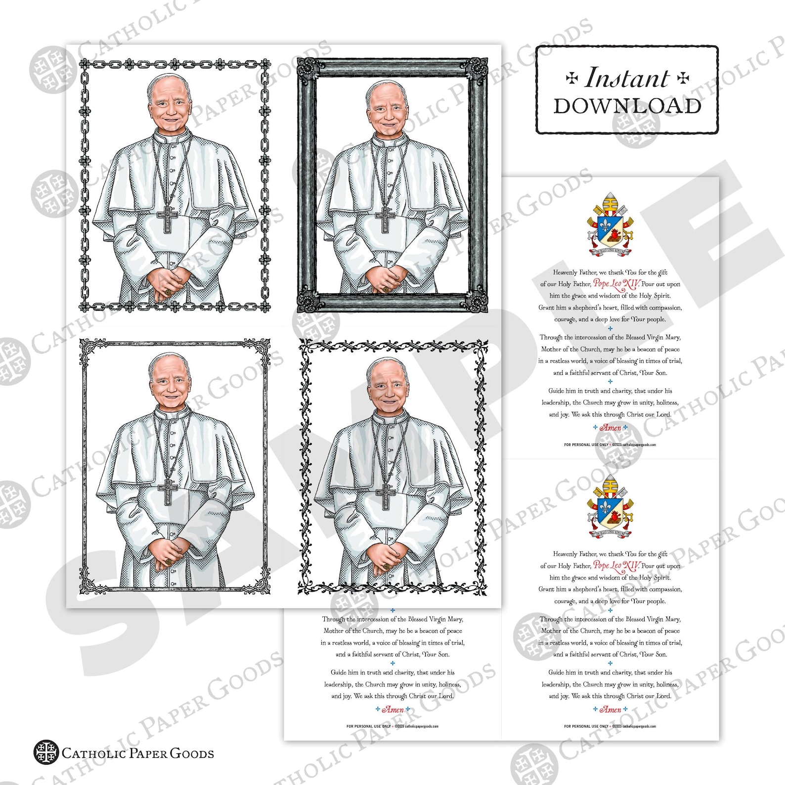 Pope Leo XIV Prayer Cards, Pope Leo Printable Prayer Cards, Catholic ...