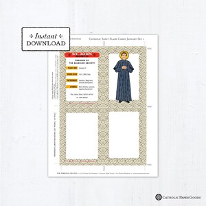 Catholic Saint Flash Cards January Set #1 - Printable - PLUS Bonus ...