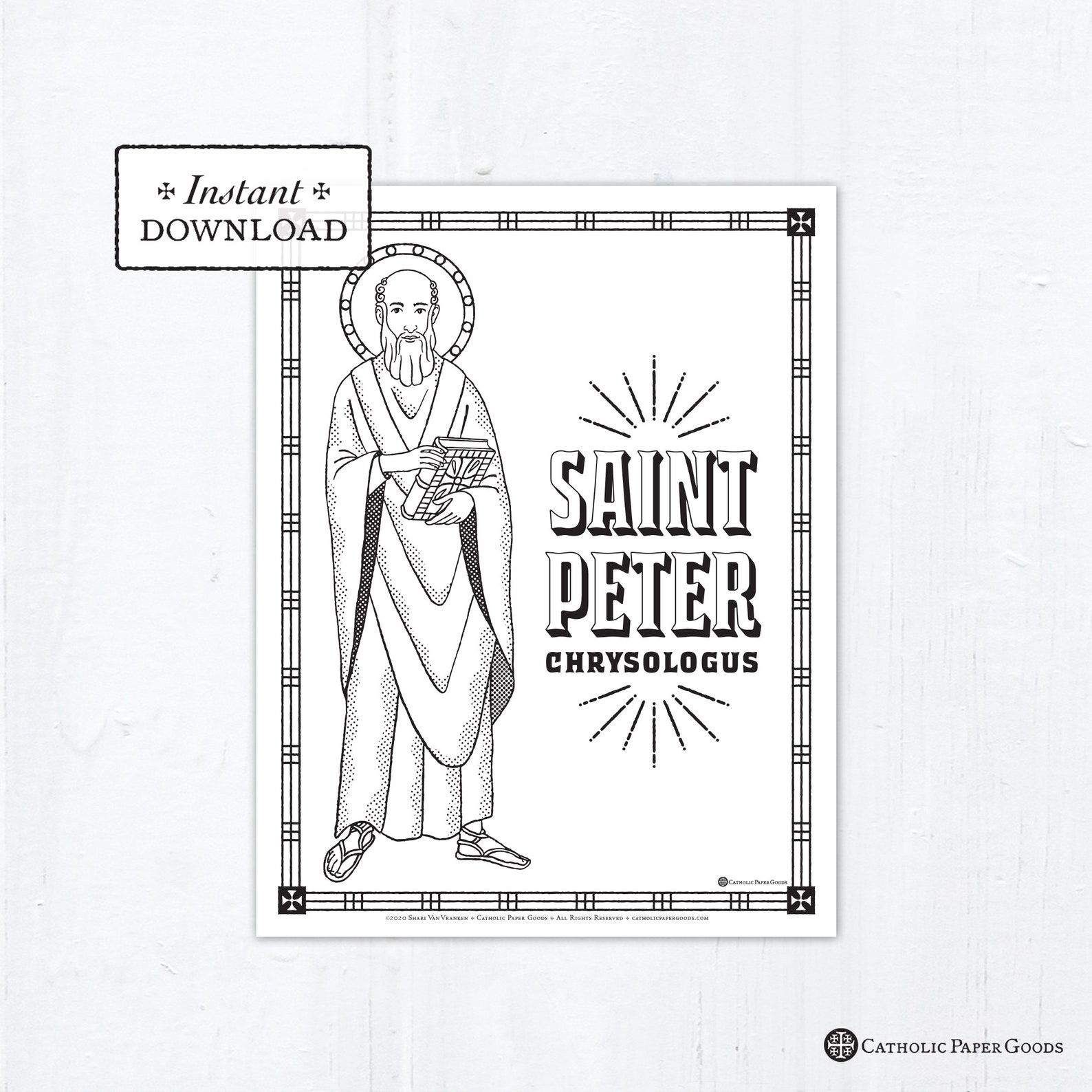 Catholic Coloring Page Saint Peter Chrysologus Catholic - Etsy