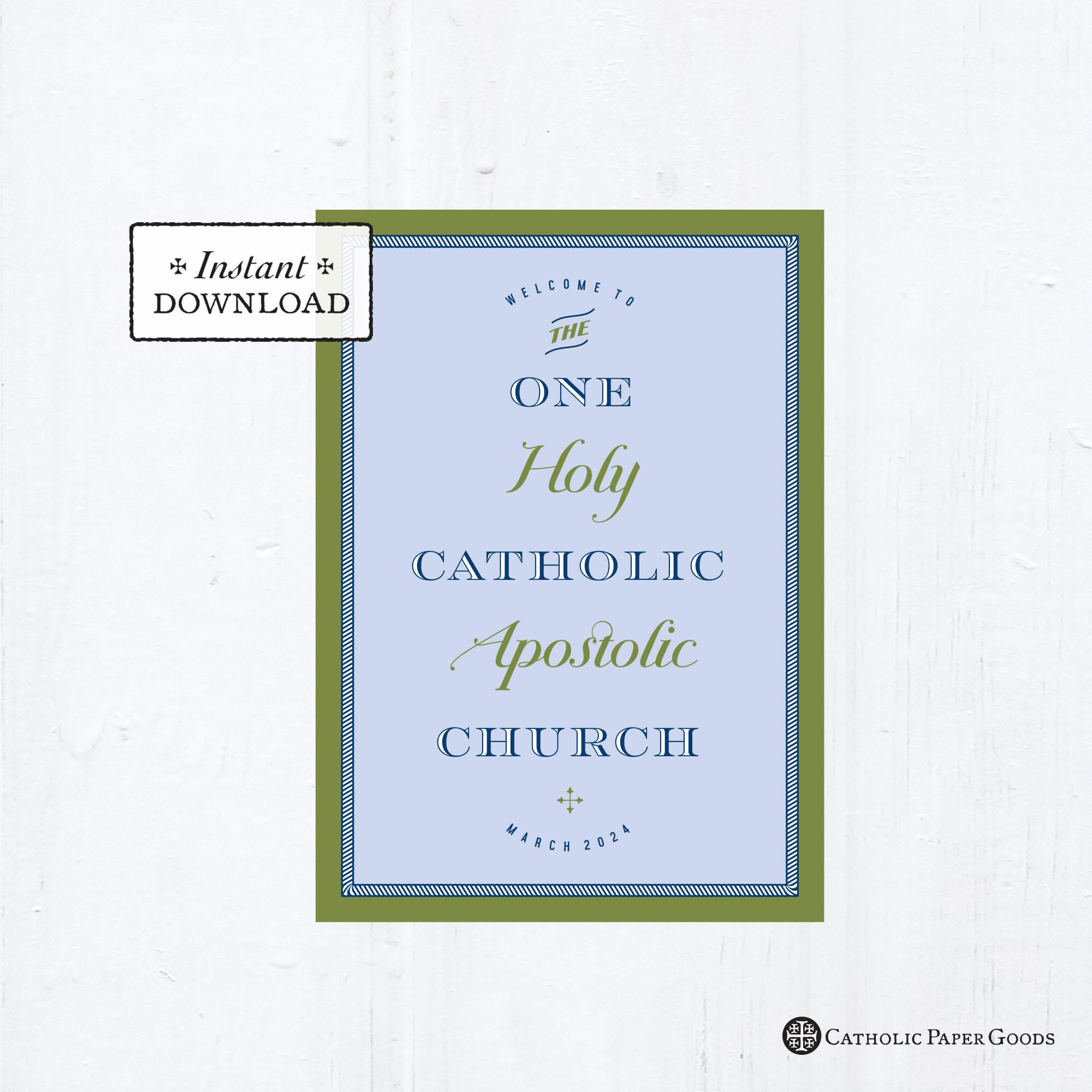 One, Holy, Catholic, Apostolic Church Greeting Card Green Instant ...