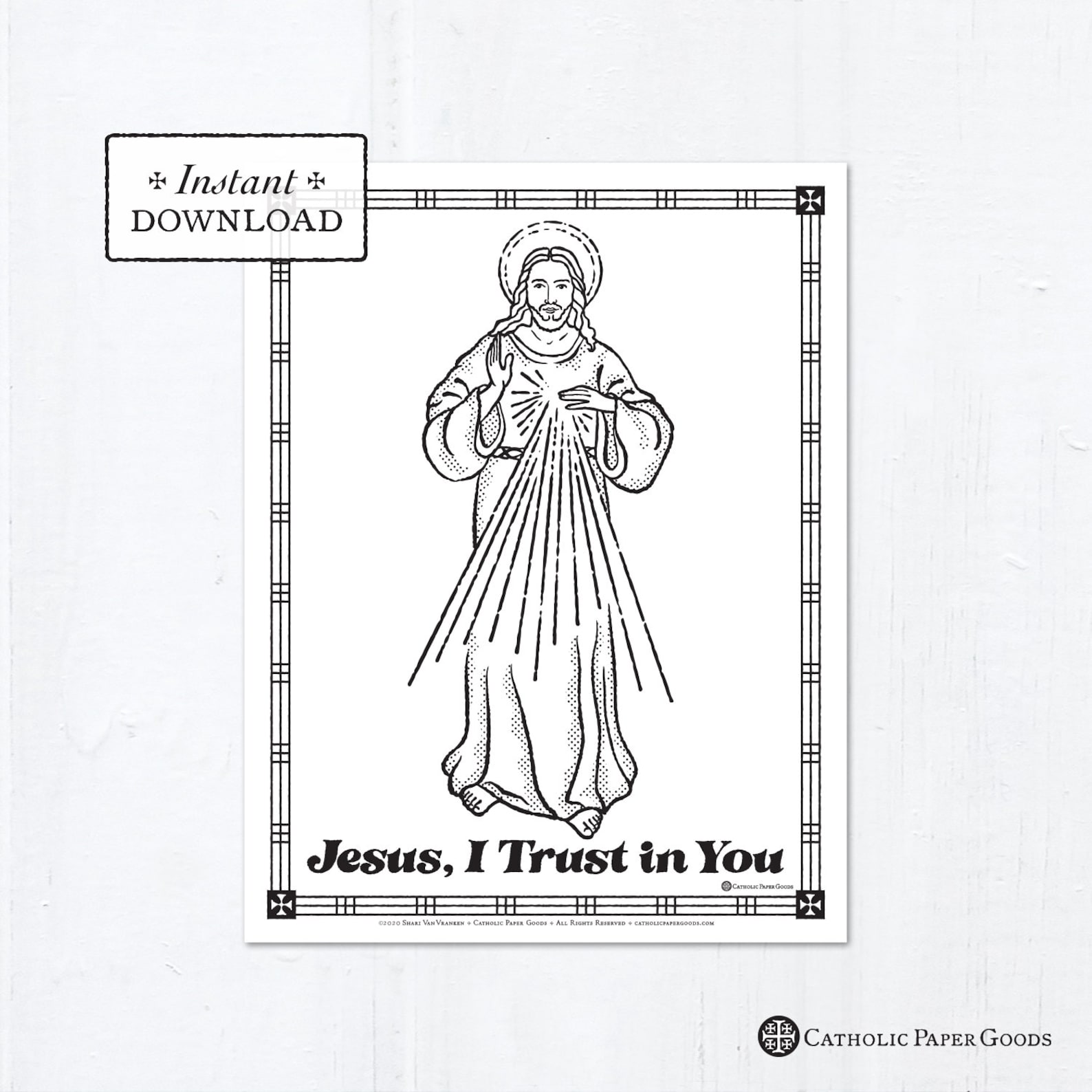 Catholic Coloring Page the Divine Mercy Jesus I Trust in - Etsy