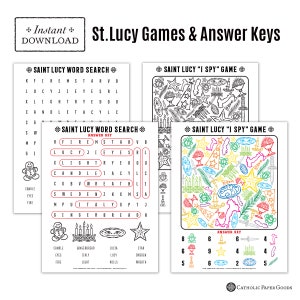 Saint Lucy Day Activity Bundle: Coloring Pages & Games (printable PDF ...