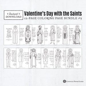 Catholic Saints Valentine Coloring Page Bundle of 36 Black & White ...