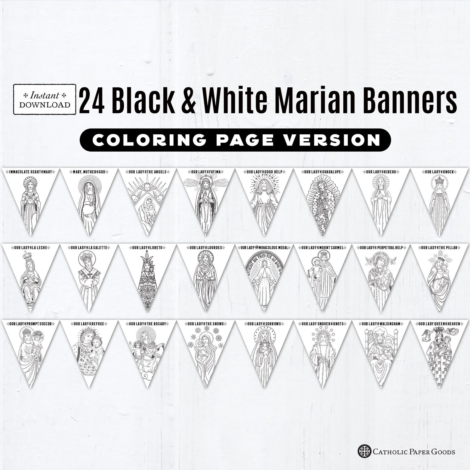 Marian Banners Coloring Page Banners Printable Banners - Etsy