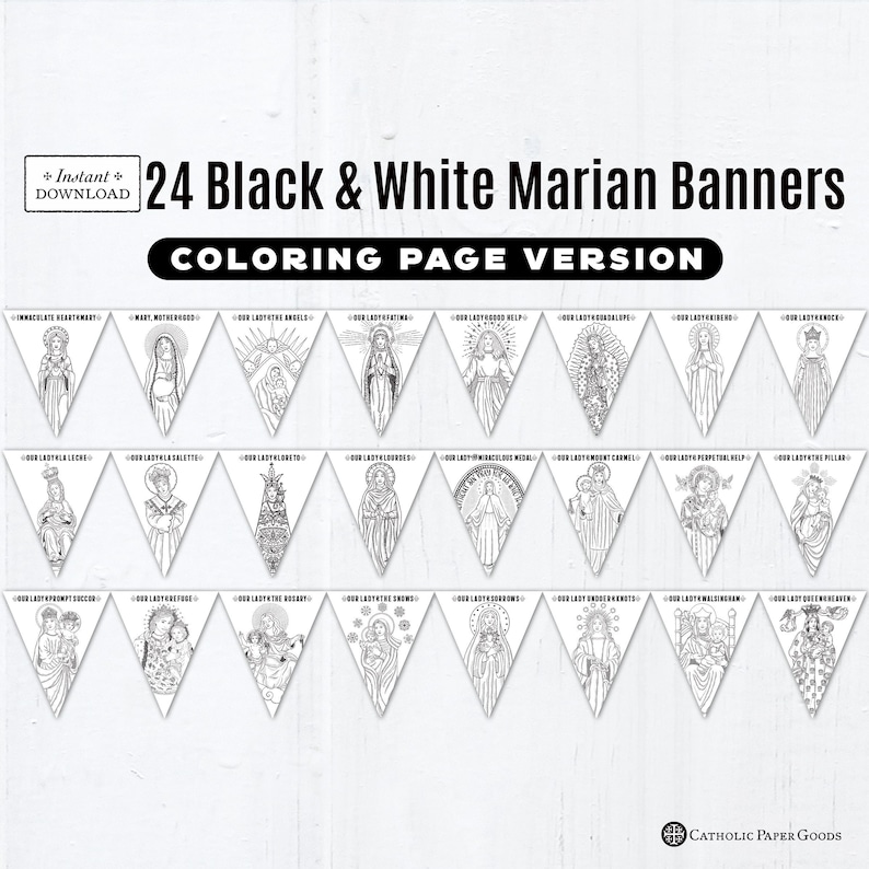 Marian Banners Coloring Page Banners Printable Banners - Etsy