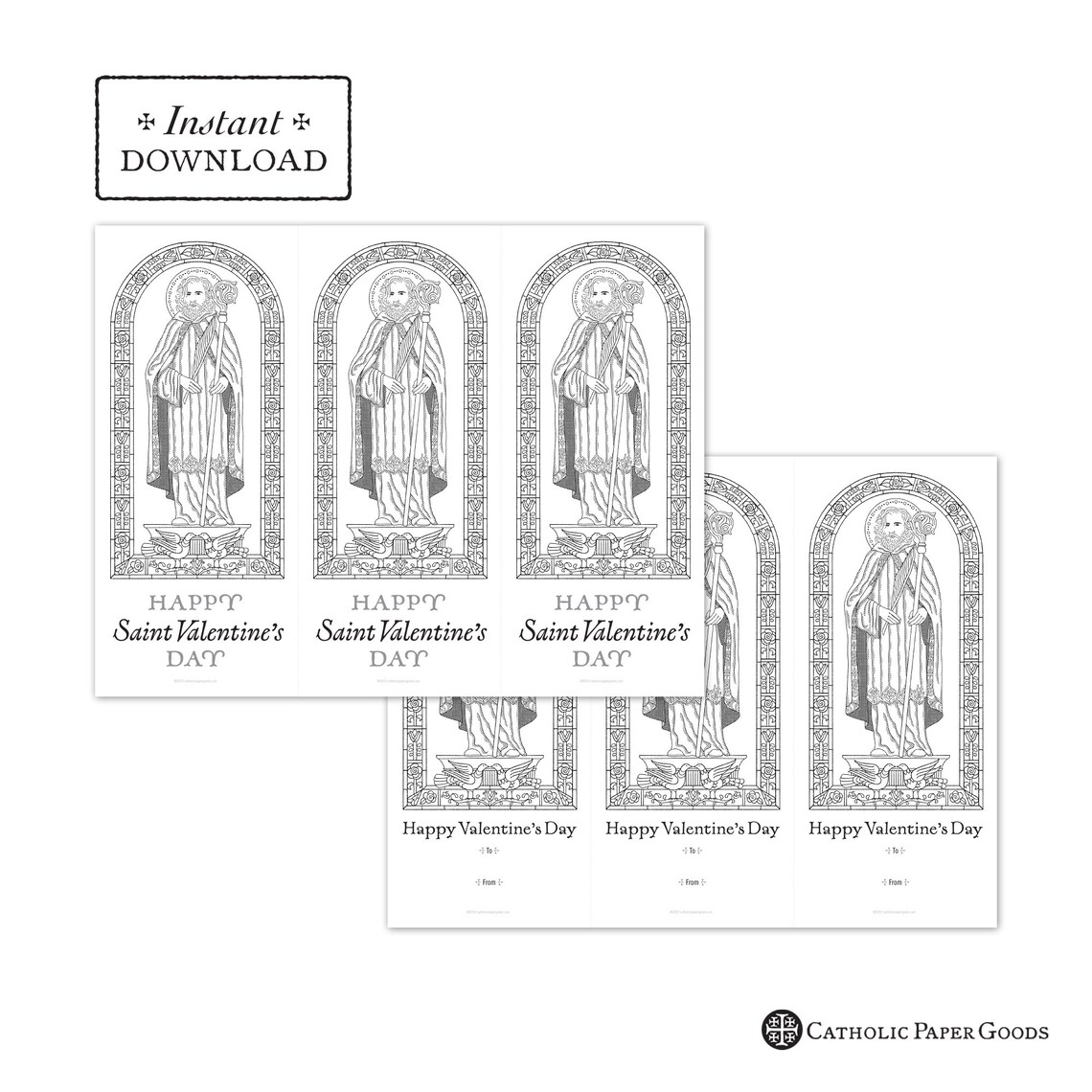 St. Valentine Printable Coloring Page Catholic Exchange Cards | Etsy