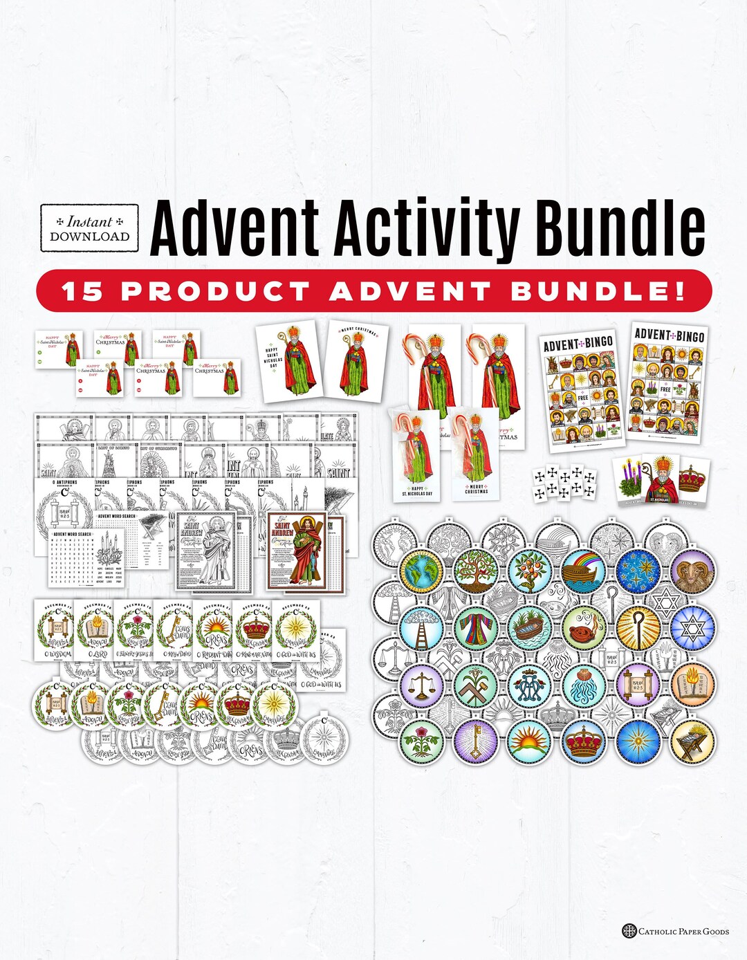 Advent PDF Bundle: Bingo Coloring Pages Jesse Tree - Etsy