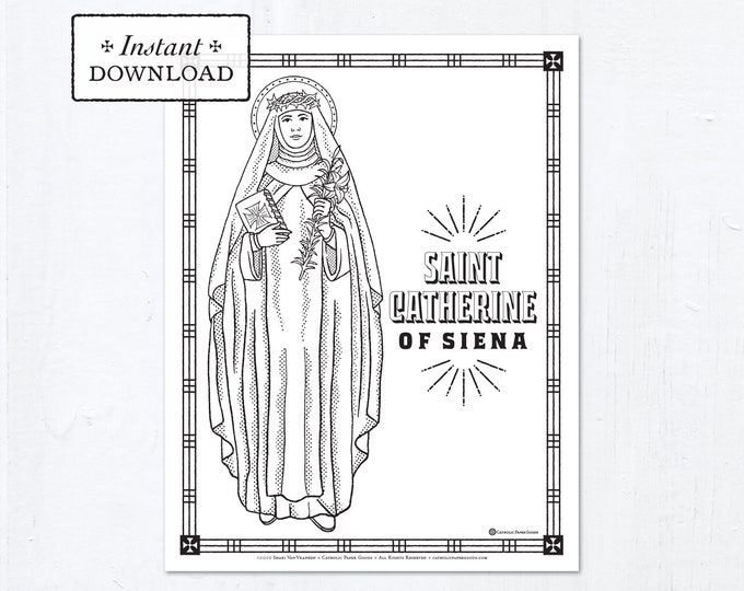 Printable St Catherine of Siena Coloring Page for Grownups! - Etsy Canada