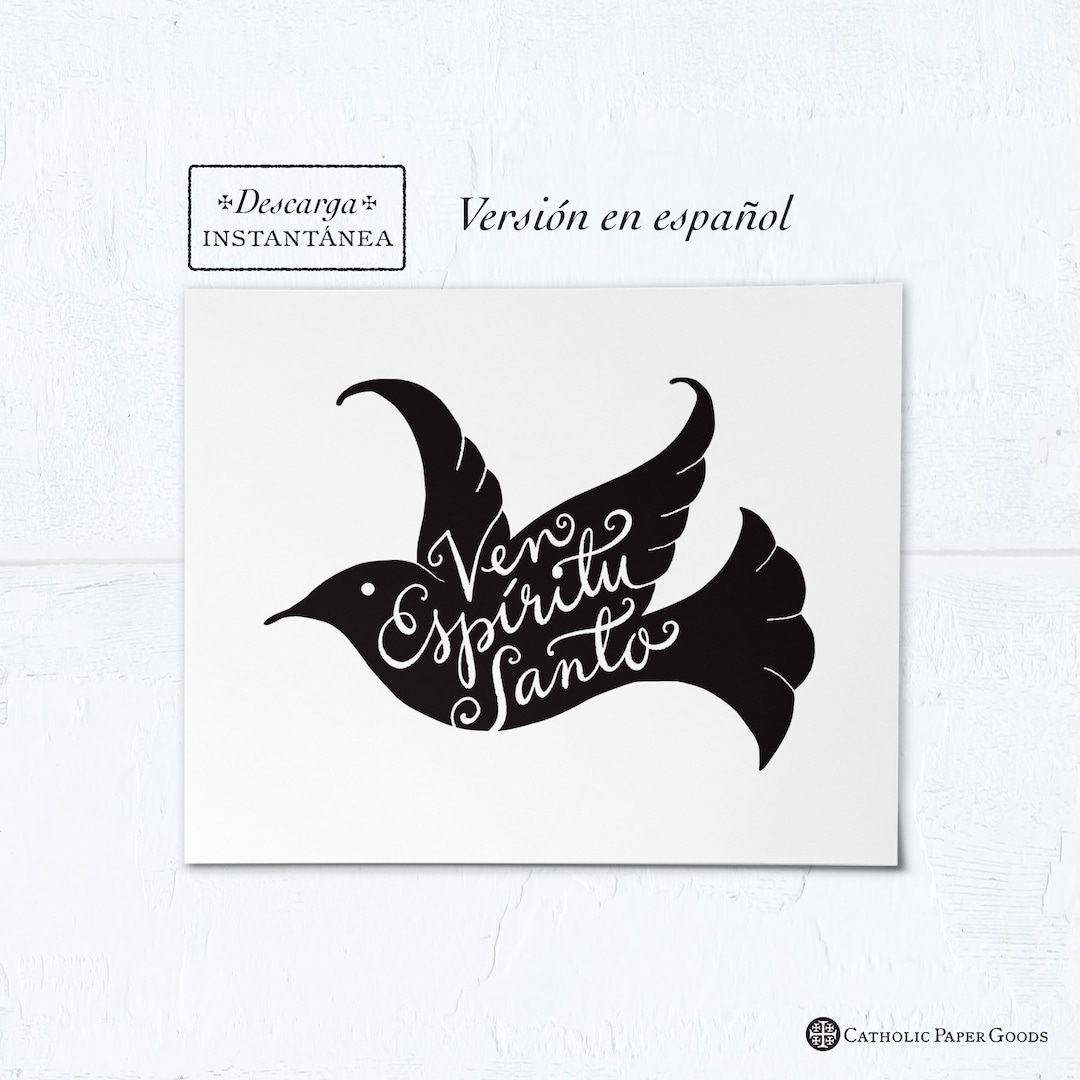 Catholic Confirmation Art Print SPANISH: Black & White Dove (DIY PDF ...