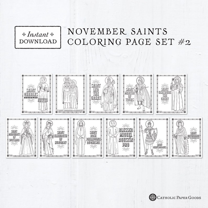 Catholic Coloring Pages November Saints Set 2 Bundle of - Etsy