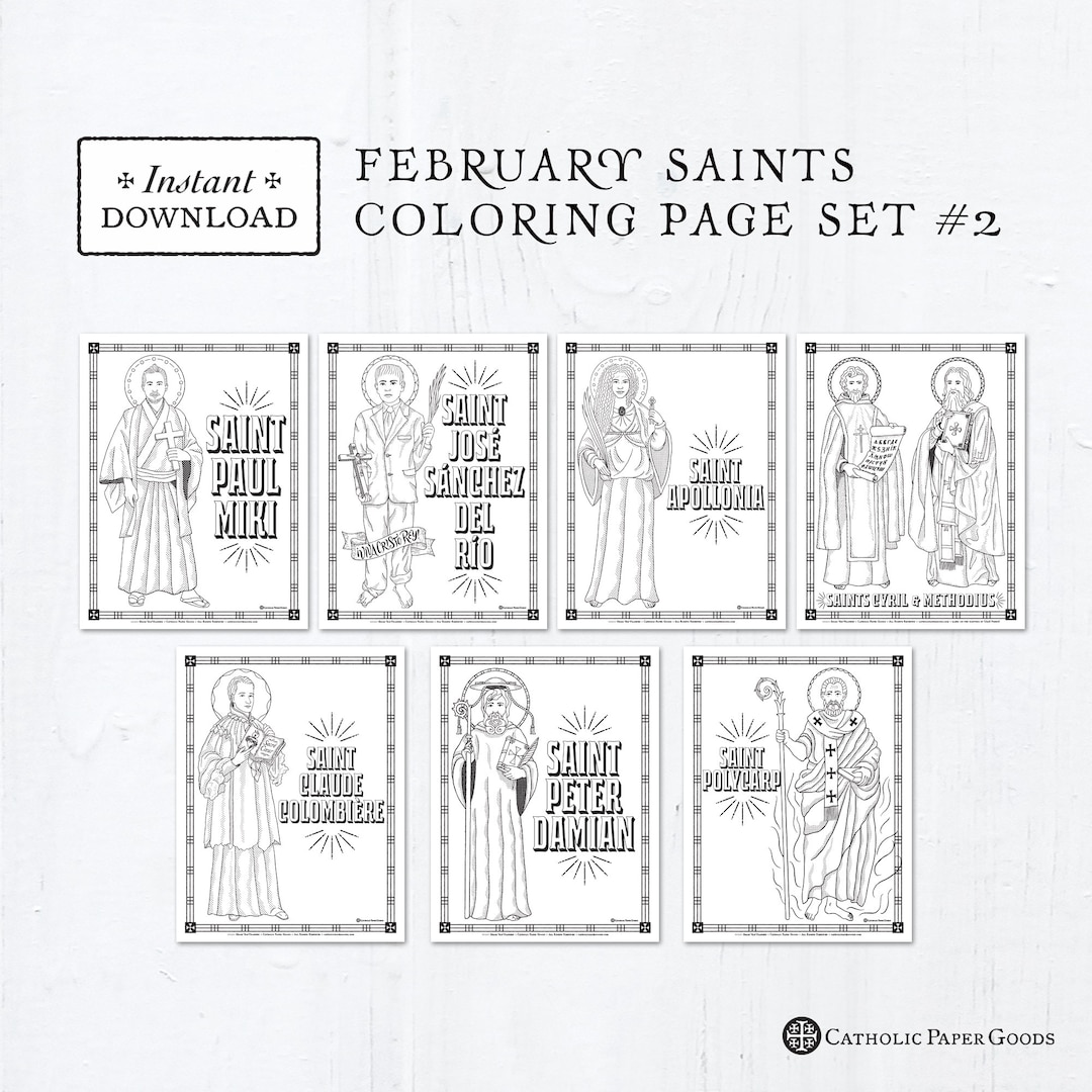 Catholic Coloring Pages - February Saints Set #2 - Bundle of 7 ...