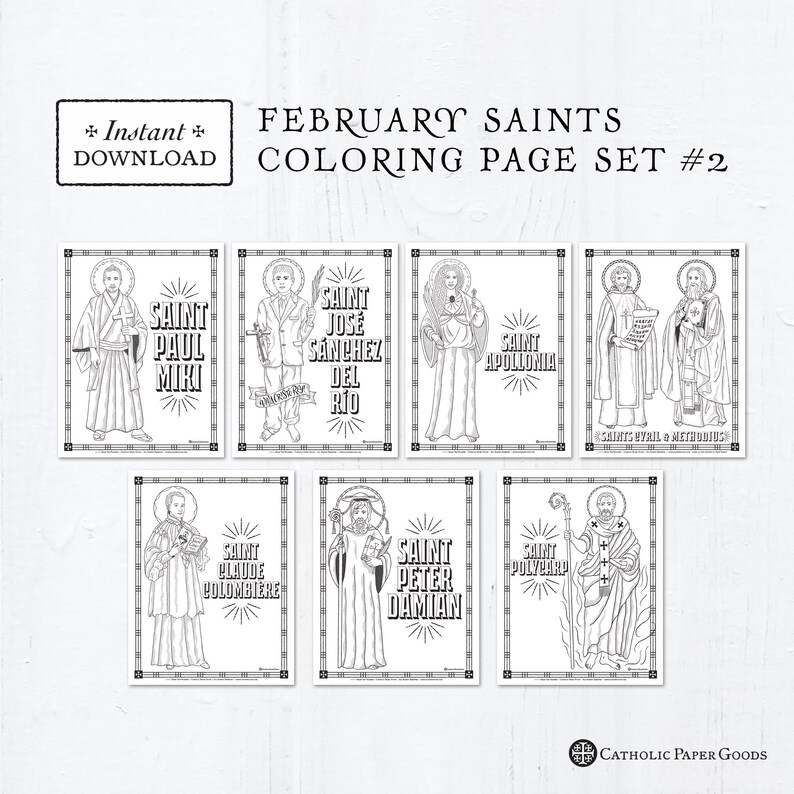 Catholic Coloring Pages February Saints Set 2 Bundle of 7 | Etsy