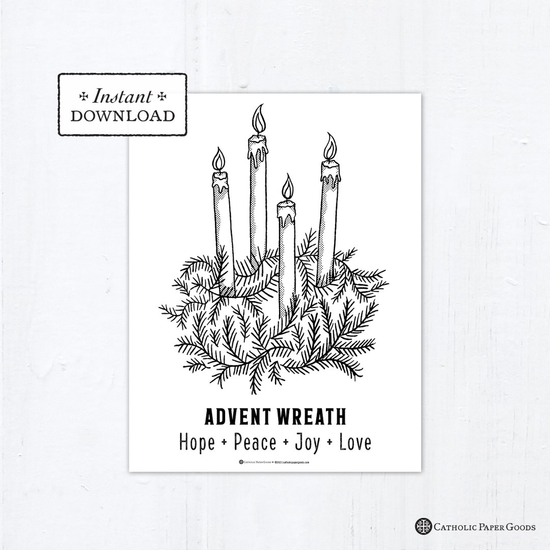 Advent Wreath Coloring Page: Catholic Symbols (PDF Digital Download 8 ...