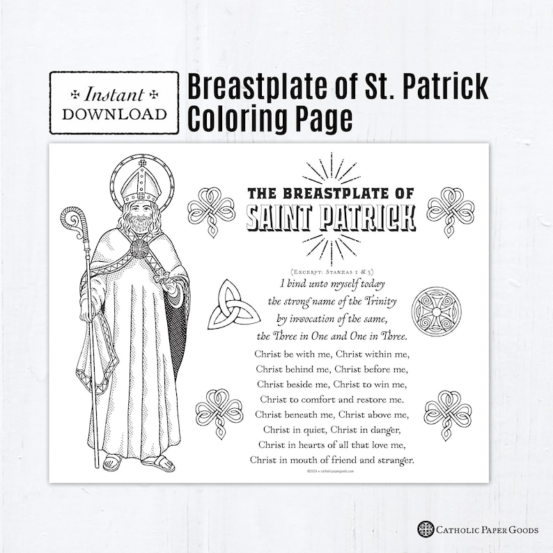 St. Patrick's Breastplate Coloring Page: Catholic Saint Activity ...
