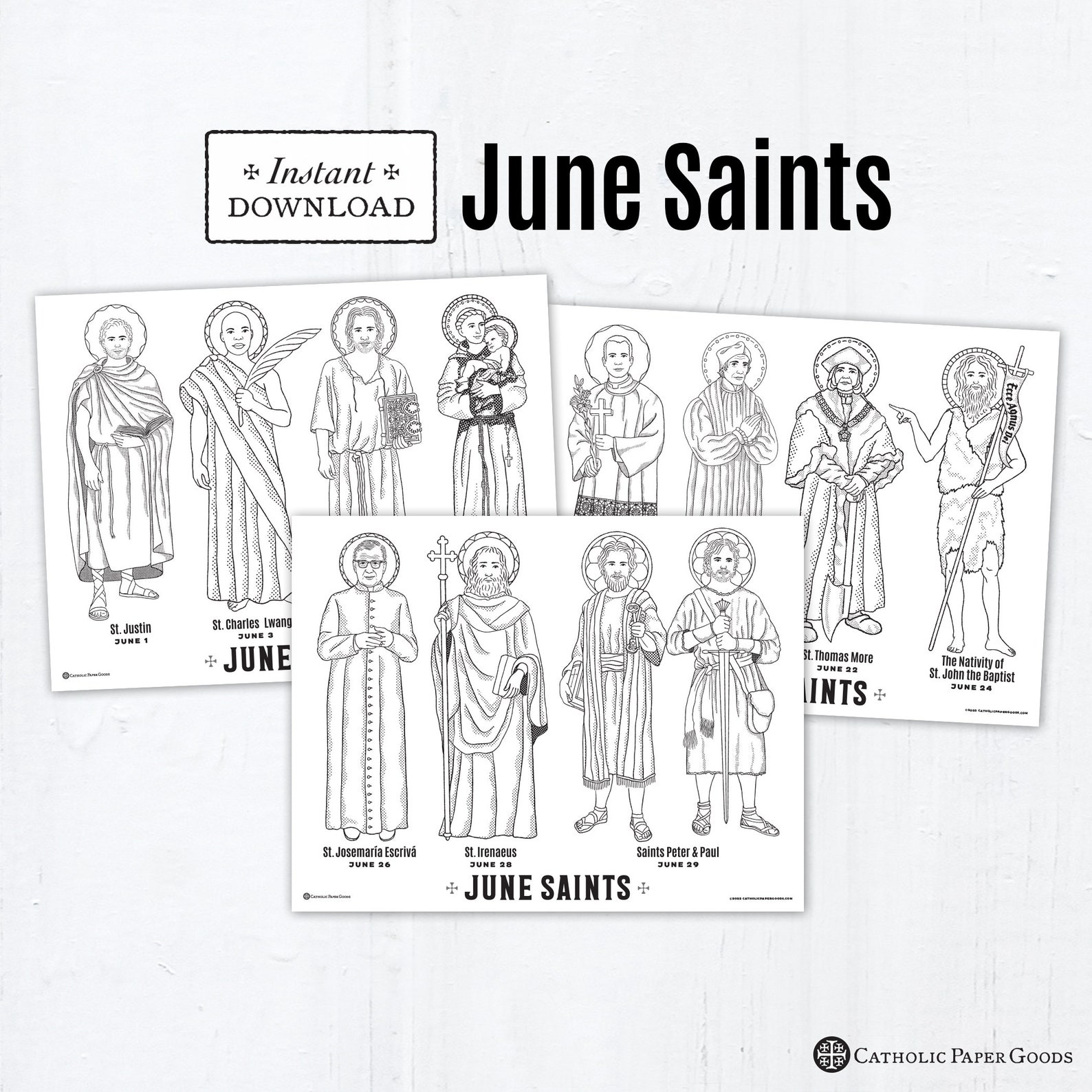 June Saints Color Printable Guide and Coloring Pages 3 - Etsy