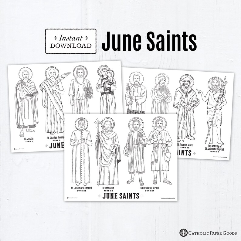 June Saints Color Printable Guide and Coloring Pages 3 - Etsy