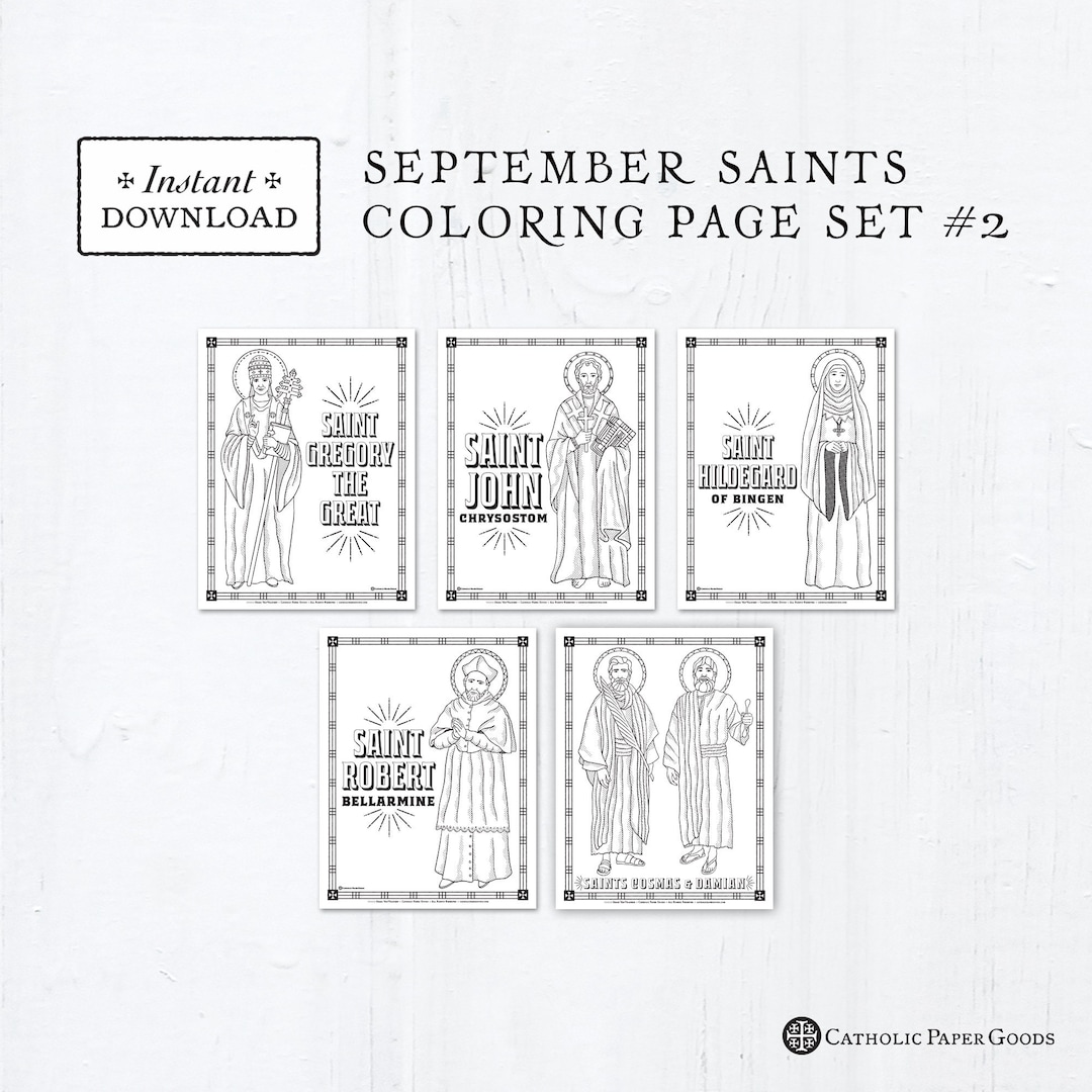 Catholic Coloring Pages - September Saints Set #2 - Bundle of 5 ...