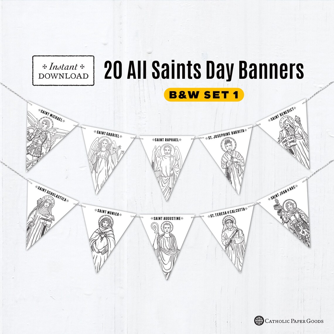 All Saints Day Banner: Coloring Page Saint Banners (PDF) - Etsy