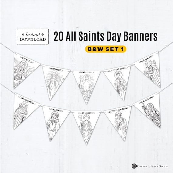 All Saints Day Banner Coloring Page Saint Banners Printable - Etsy