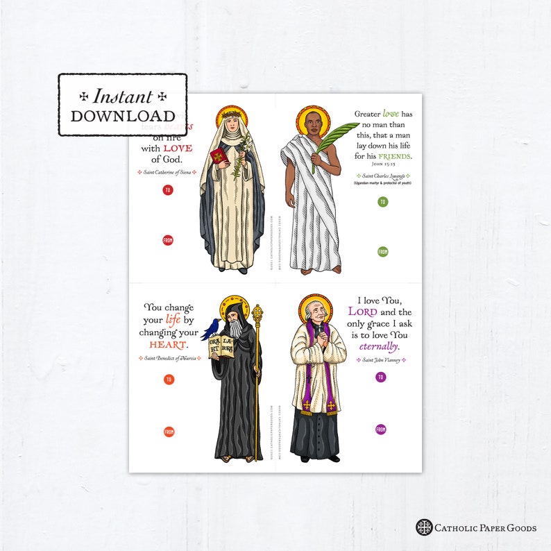 Catholic Saints Valentine Exchange Cards Set 2 Printable - Etsy