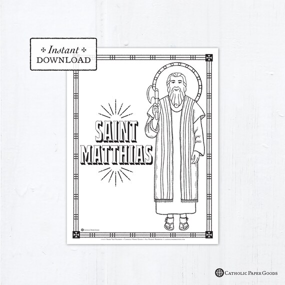 Catholic Coloring Page Saint Matthias Catholic Saints | Etsy