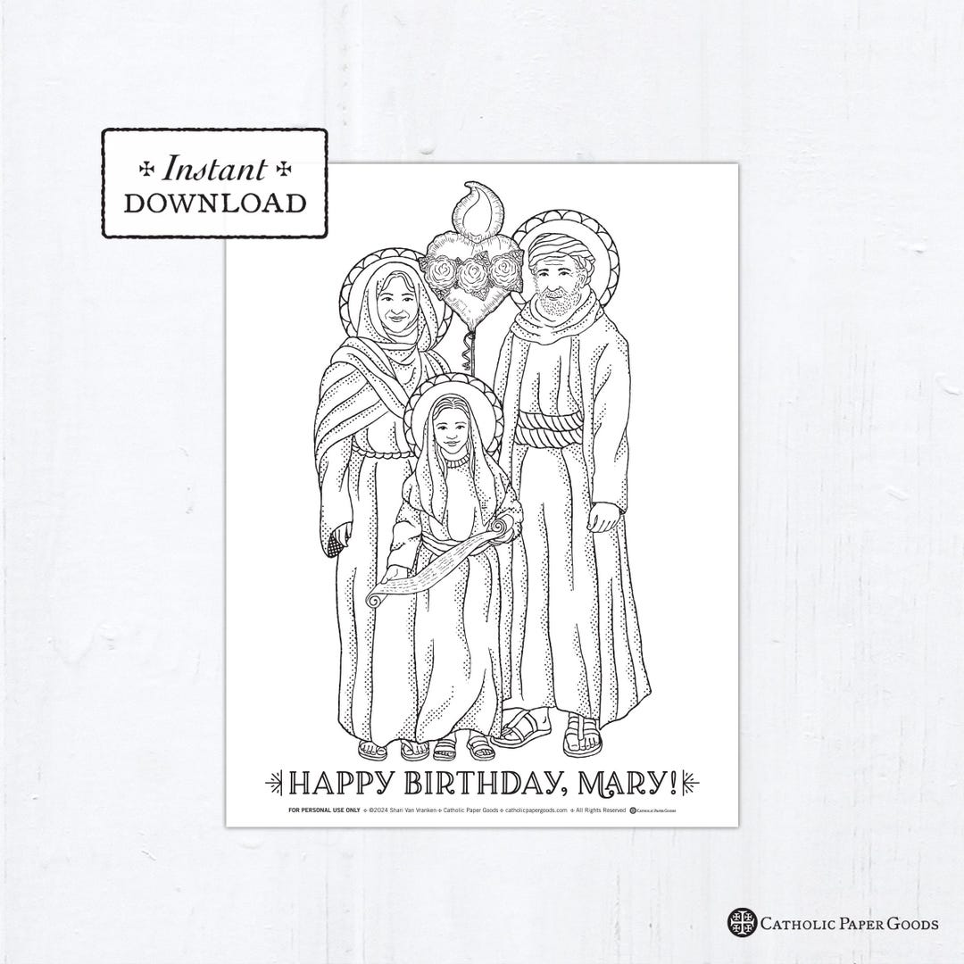 The Nativity of the Blessed Virgin Mary Catholic Coloring Page ...